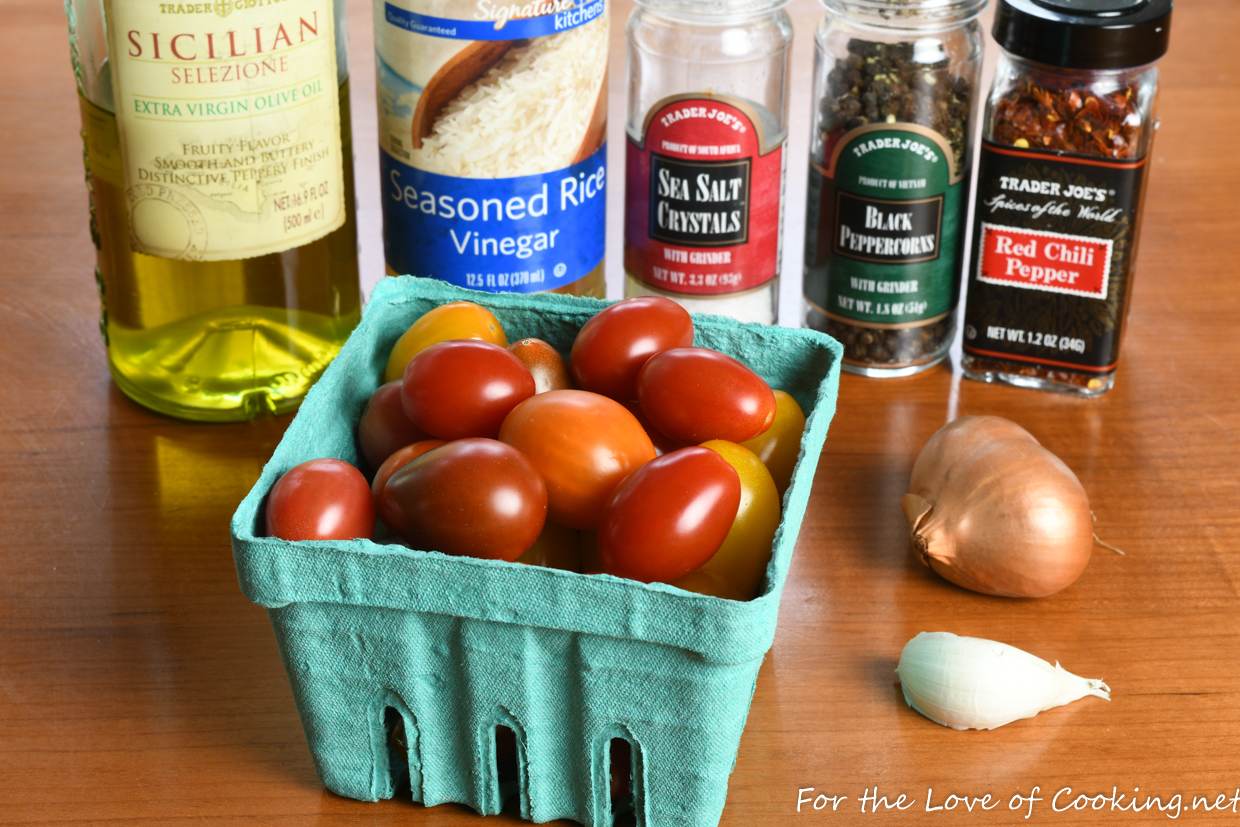 Marinated Grape Tomatoes with Shallot and Garlic | For the Love of Cooking