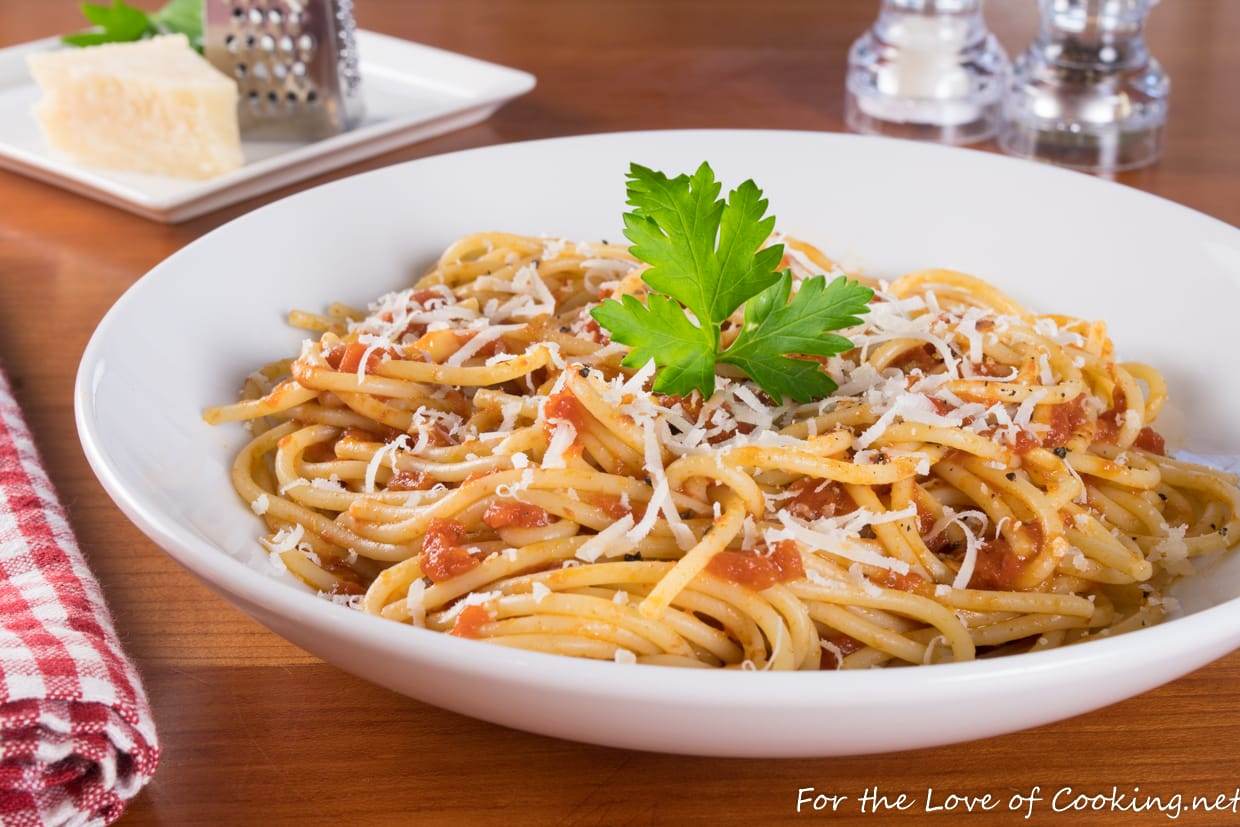 Spaghetti with Butter-Roasted Tomato Sauce | For the Love of Cooking
